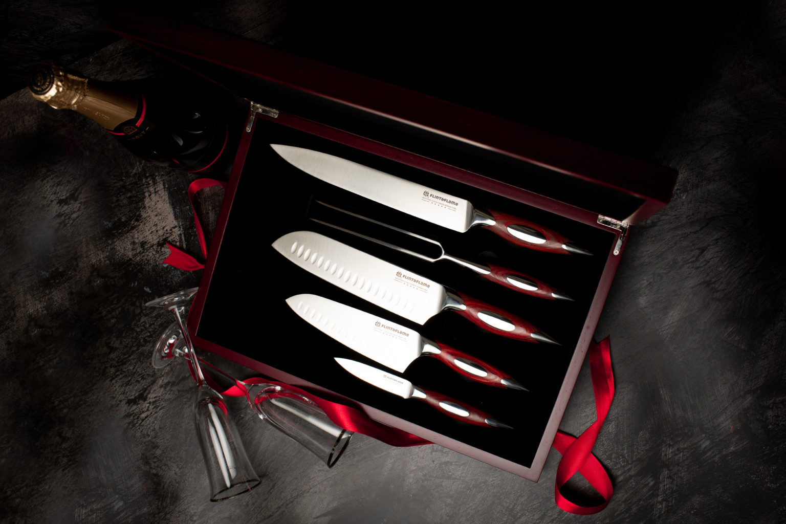 Flint & Flame 5 Piece Gourmet Set in Wooden Gift Box | Flint and Flame